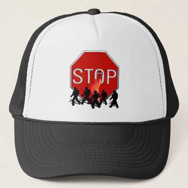 Crossing Guard w/Kids & Stop Sign Trucker Hat | Zazzle