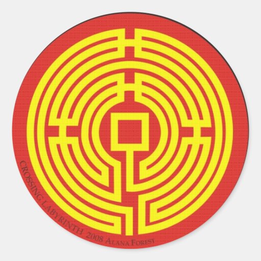 crossing labyrinth chinese classic round sticker | Zazzle