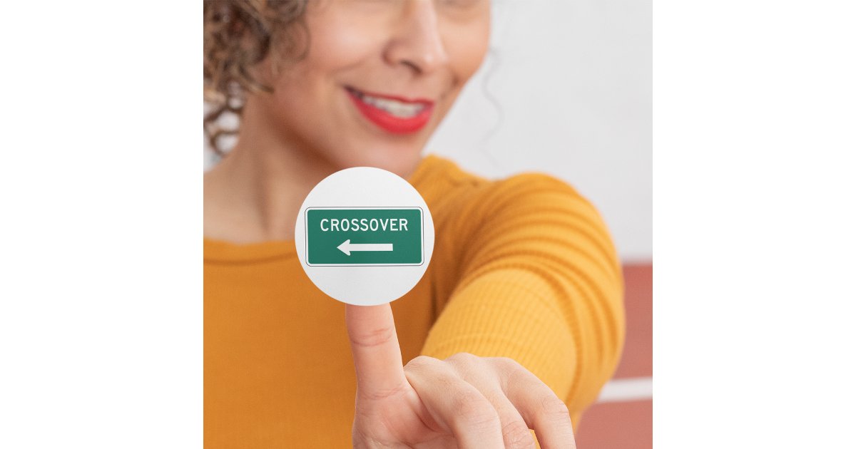 Crossover Road Sign Classic Round Sticker | Zazzle