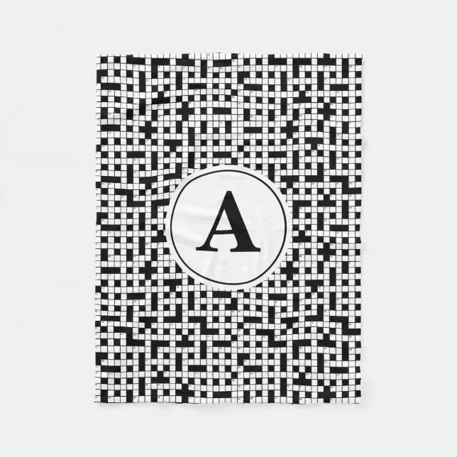 Crossword Puzzle Monogram Fleece Blanket | Zazzle