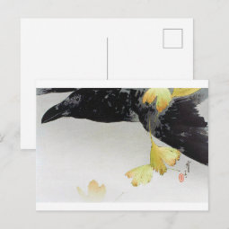Crow and Ginkgo Leaves, Watanabe Seitei Postcard | Zazzle