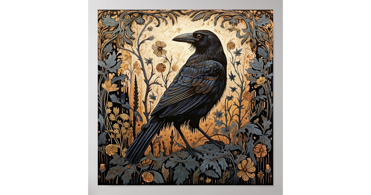 Crow Bird Abstract Painting Poster | Zazzle