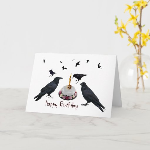 Crow Cake Birthday Card | Zazzle