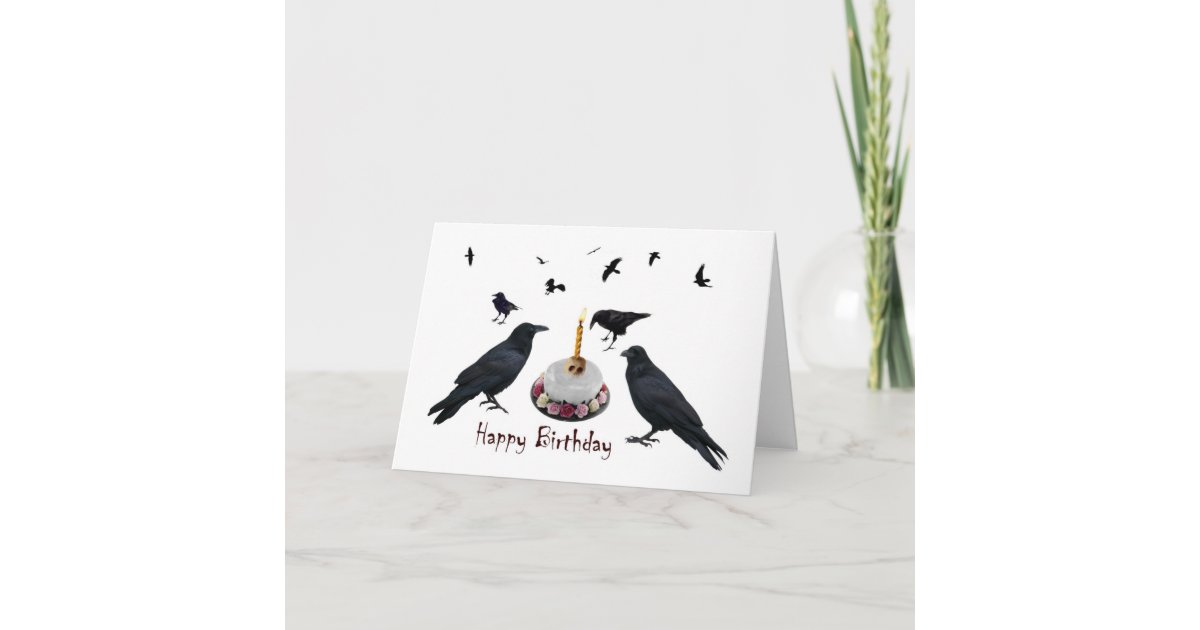 Crow Cake Birthday Card | Zazzle