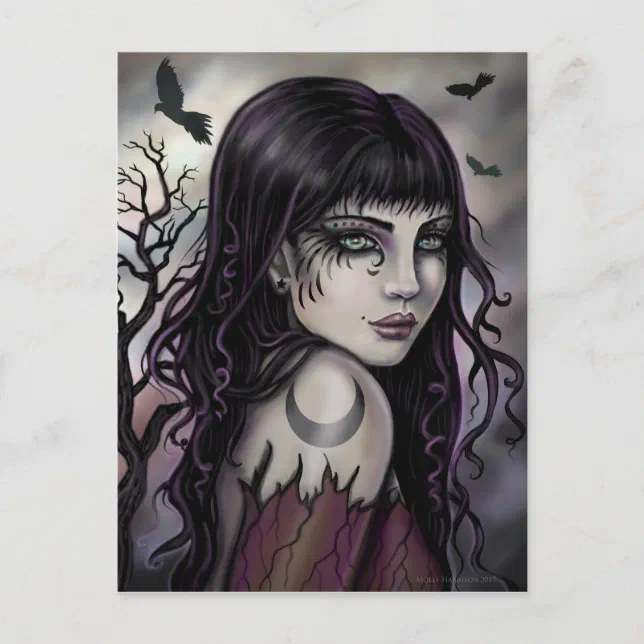 Crow Girl Fantasy Art by Molly Harrison Postcard | Zazzle