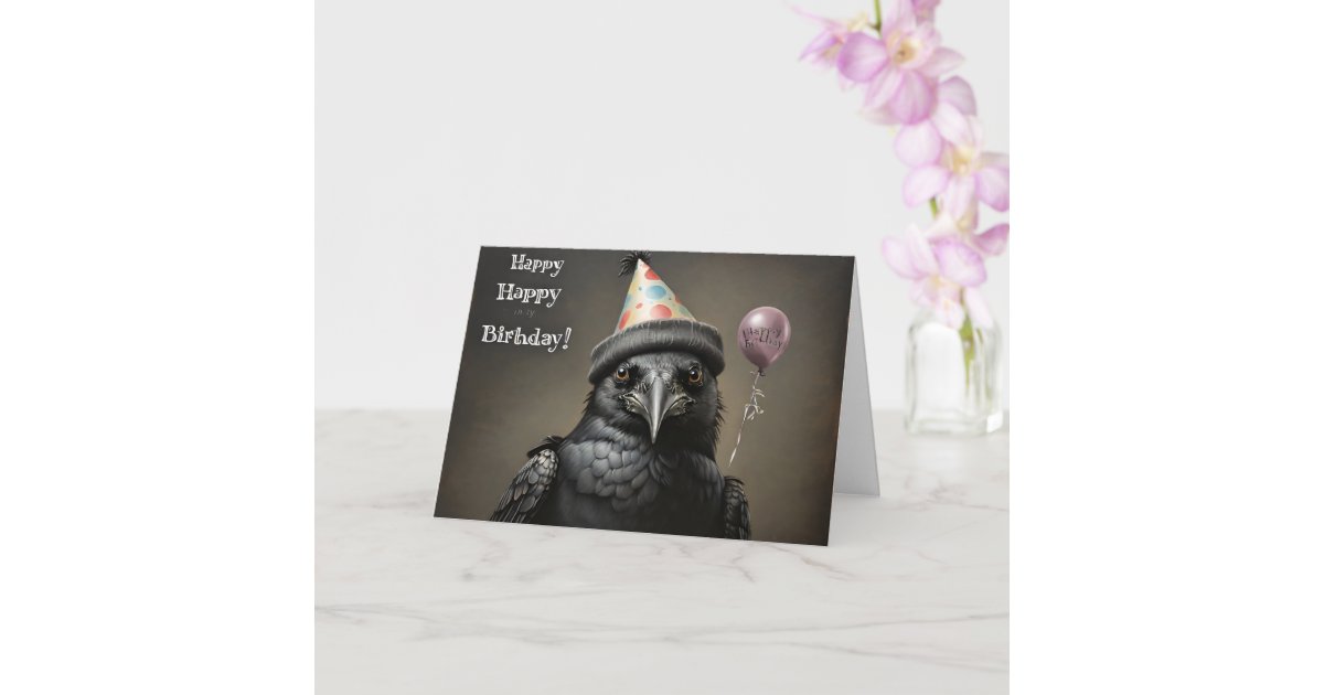 Crow happy birthday card | Zazzle