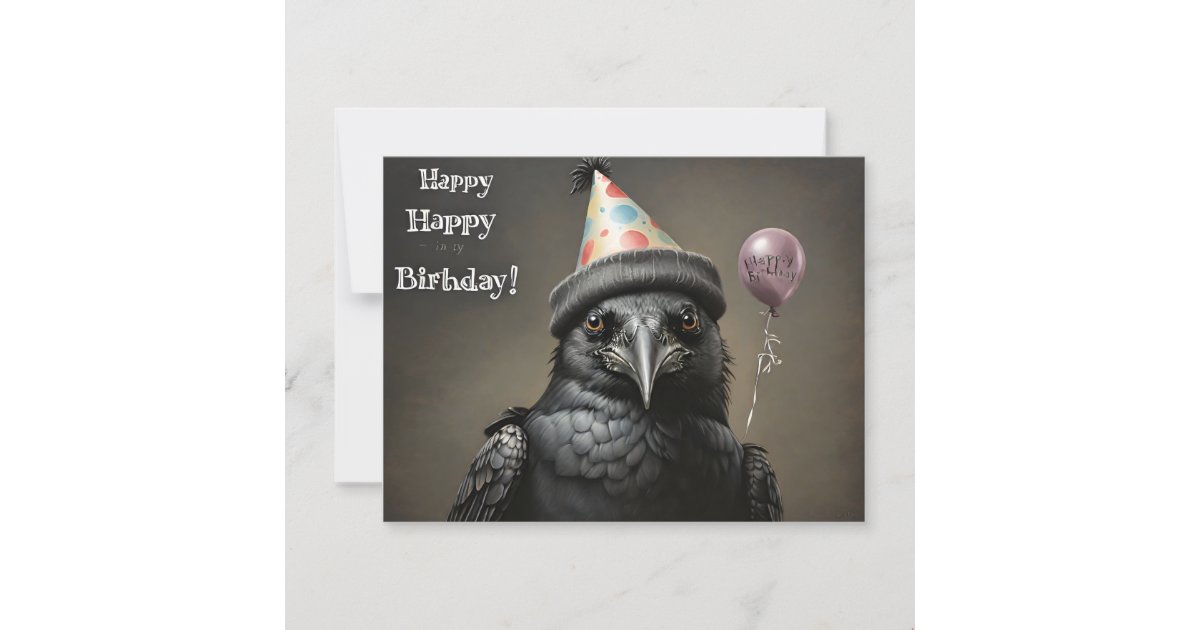 Crow happy birthday postcard | Zazzle