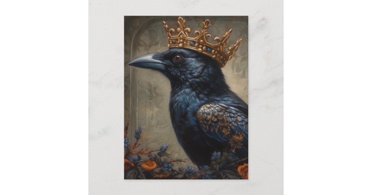 Crow in a Gold Crown Postcard | Zazzle