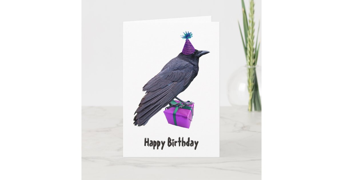Crow Present Birthday Card | Zazzle