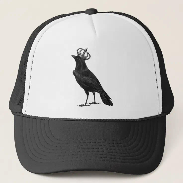 CROW Raven Crown Black Bird Birds Trucker Hat | Zazzle