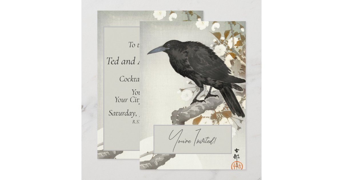 Crow Raven Koson Japanese Bird Invitation | Zazzle
