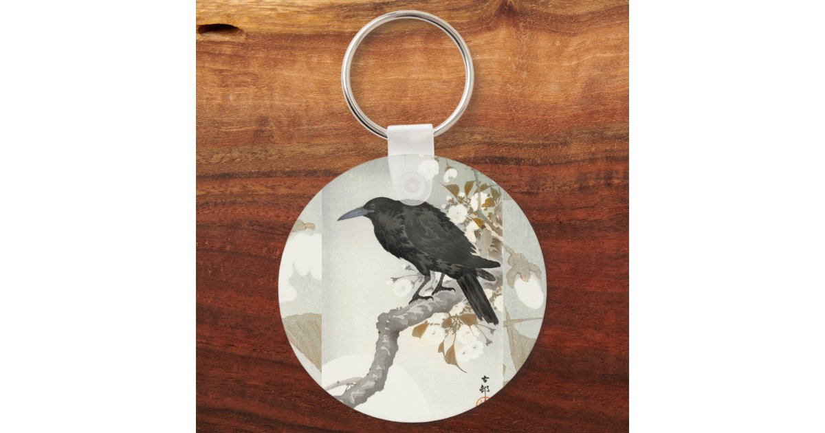 Crow Raven Koson Japanese Bird Keychain | Zazzle