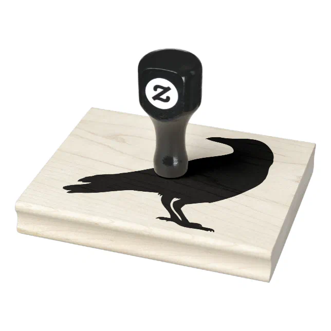 Crow Silhouette, Black Bird, 4" x 5" Rubber Stamp | Zazzle