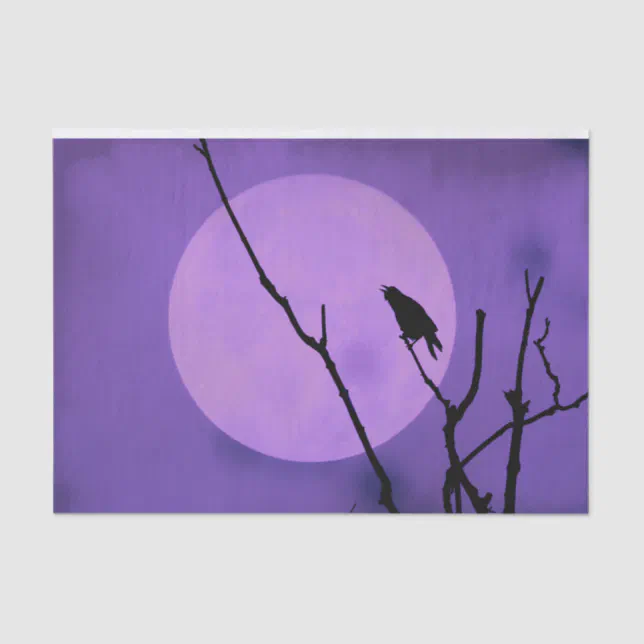 Crow Silhouette Lavender Purple Moon Tissue Paper | Zazzle