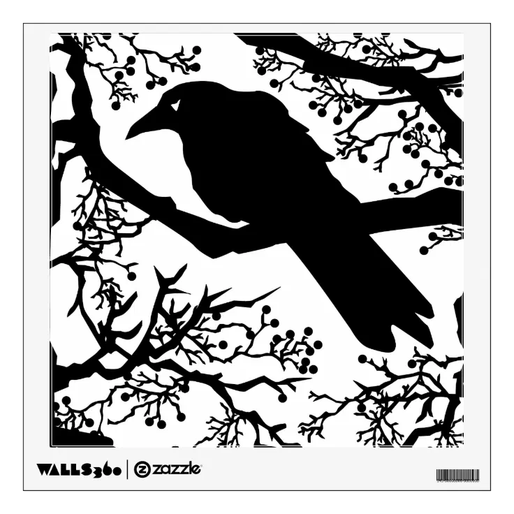crow silhouette wall art decal | Zazzle
