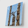 Crow & Totem Poles Native American Art Clock | Zazzle