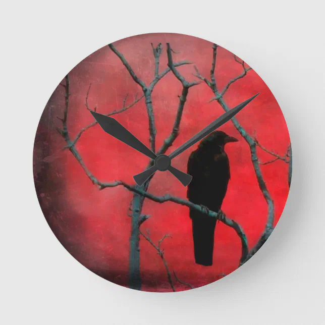Crow Watcher Round Clock | Zazzle