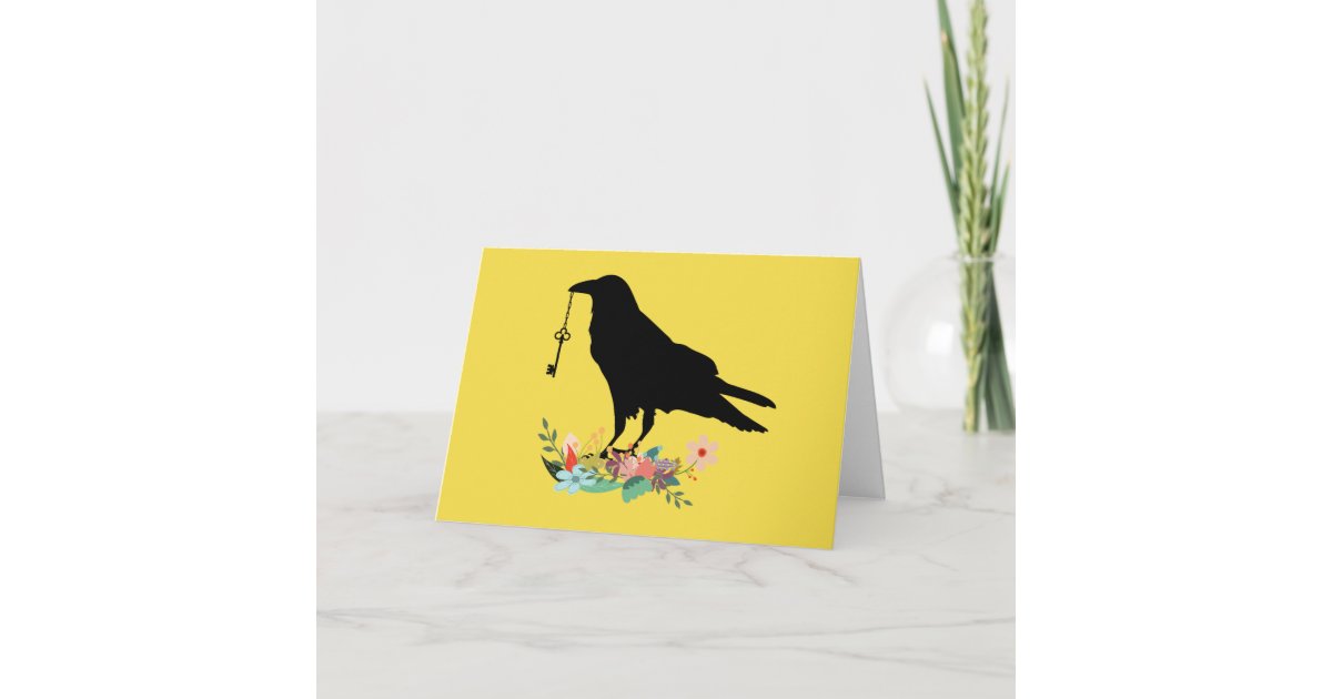 Crow With Key Greeting Card | Zazzle