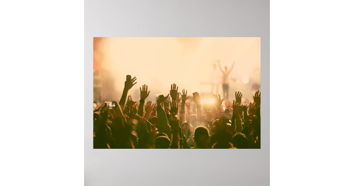 Crowd at concert - retro style photoconcert,crowd, poster | Zazzle