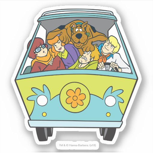 Crowded In The Mystery Machine Sticker | Zazzle