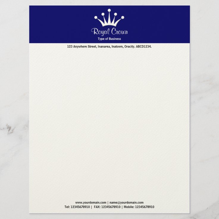 Crown 2in Color Header - Navy 000066 Letterhead | Zazzle