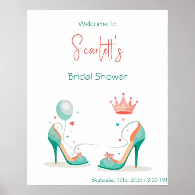 Crown and High Heels – Glamorous Pink & Mint Theme Poster | Zazzle