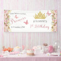 Crown | Butterflies Floral Princess 1st Birthday Banner | Zazzle