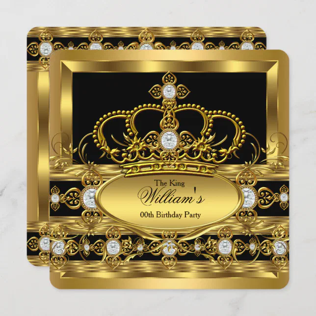 Crown King Prince Queen Royal Gold Diamond Party Invitation | Zazzle