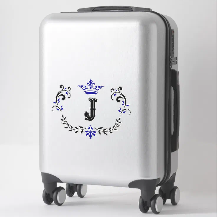 Crown Monogram Letter "J" Vinyl Sticker | Zazzle