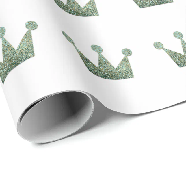 Crown Prince Princes Prince Mint Green White Wrapping Paper | Zazzle