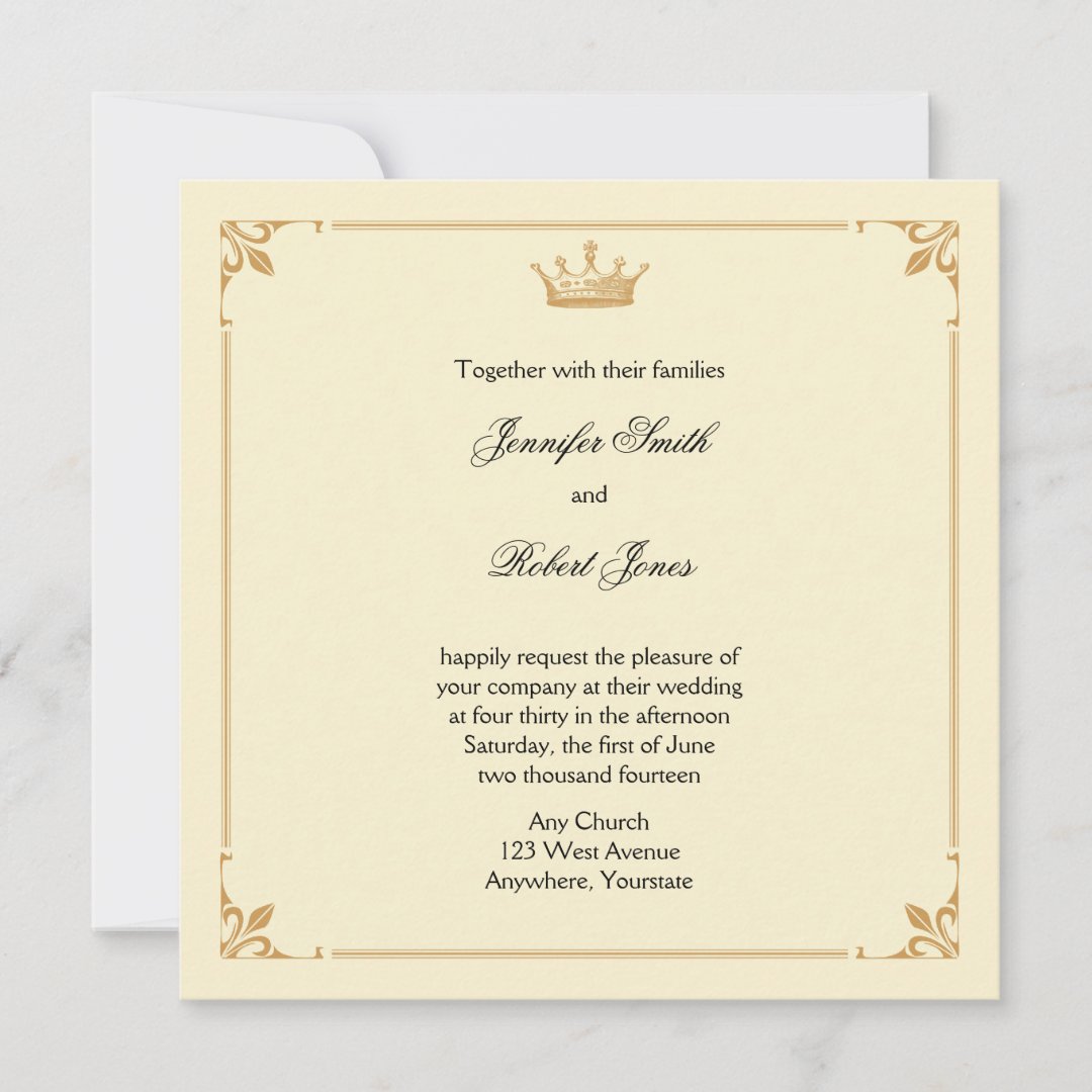 Crown Regency in Gold and Ivory Wedding Invitation | Zazzle