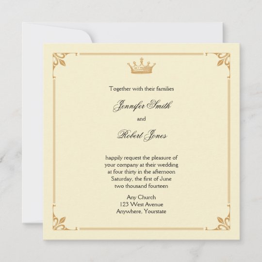 Crown Regency in Gold and Ivory Wedding Invitation | Zazzle.com