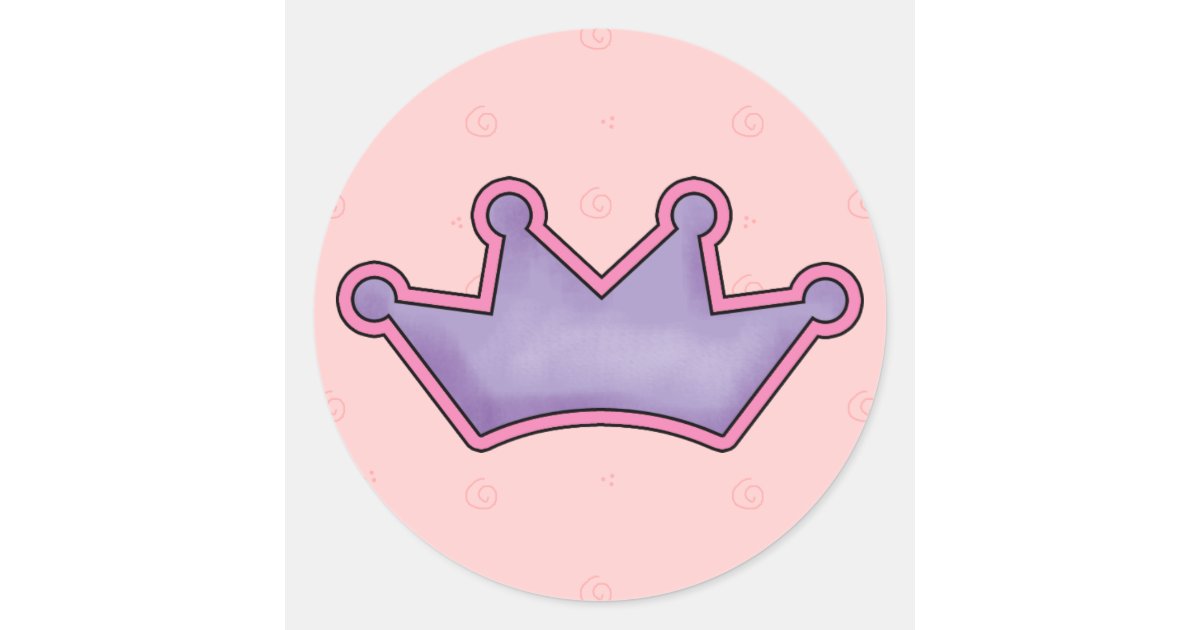 Crown stickers with cute pink background | Zazzle