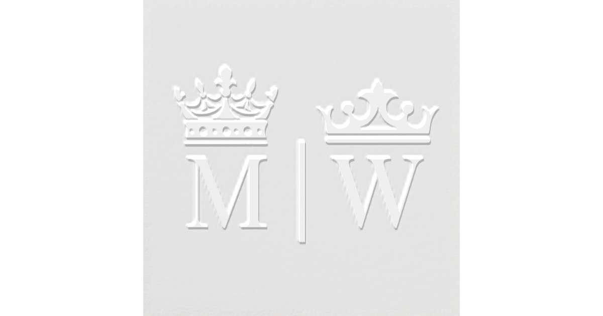 Crowned Bride Groom Wedding 2 Initial Monogram #2 Embosser | Zazzle