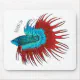 Crowntail betta fish cartoon illustration mouse pad | Zazzle