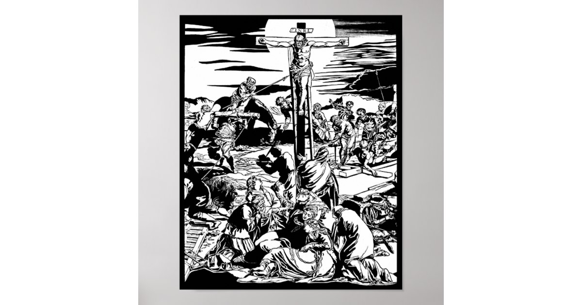 Crucifixion of Jesus Christ Vintage Art Print! Poster | Zazzle