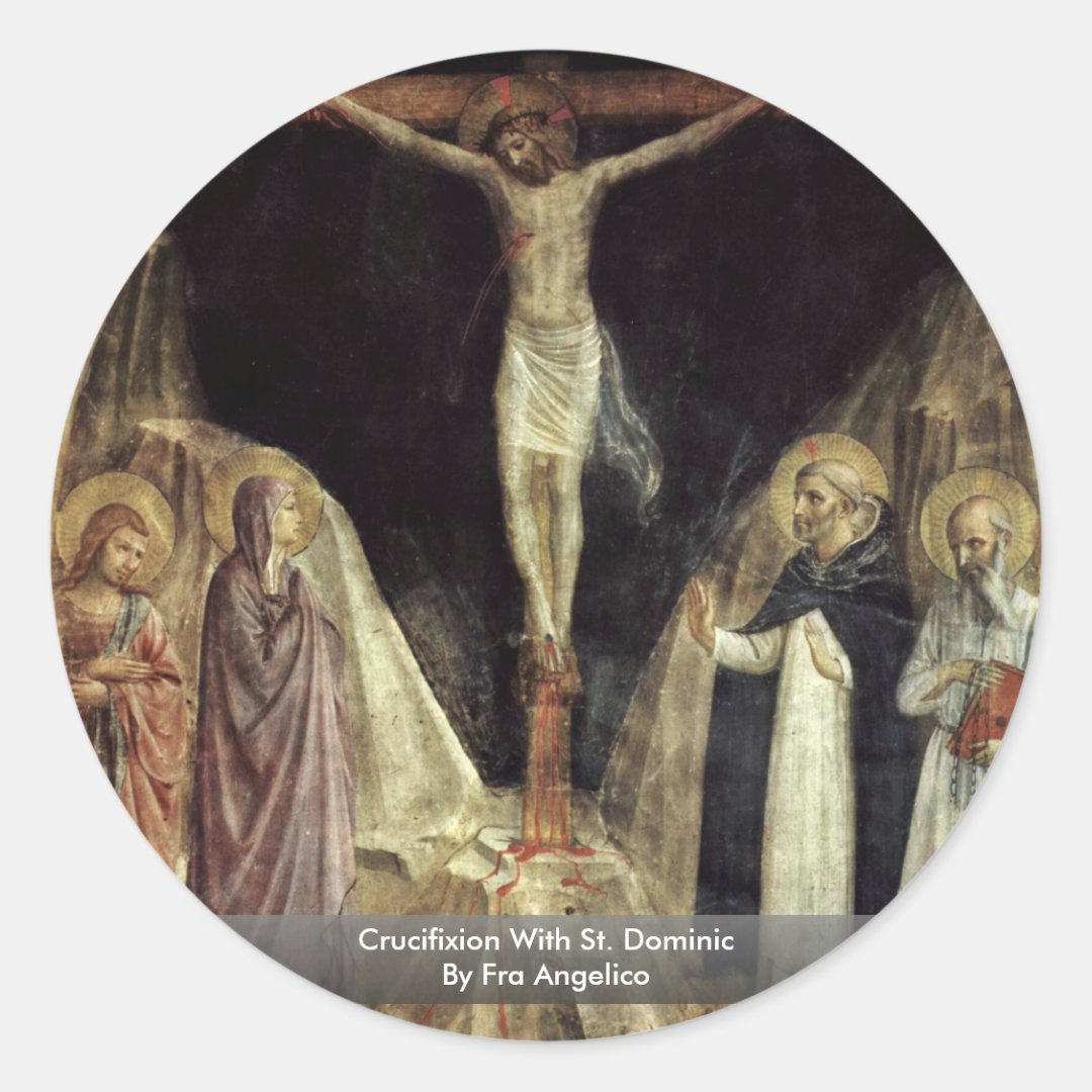 Crucifixion With St. Dominic By Fra Angelico Classic Round Sticker | Zazzle