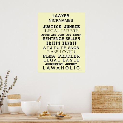 Cruel Lawyer Names Funny Lawyer Nicknames Poster | Zazzle