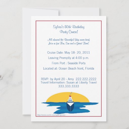 Cruise Birthday Invite - Sunset Design | Zazzle