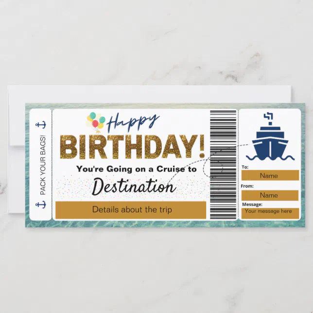 Cruise Boarding Pass Happy Birthday Ticket | Zazzle