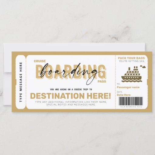 Cruise Boarding Pass Vacation Ticket Gift Voucher | Zazzle