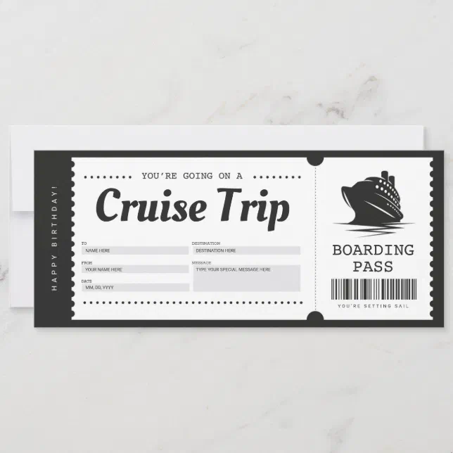 Cruise Boarding Pass Vacation Ticket Gift Voucher Invitation | Zazzle