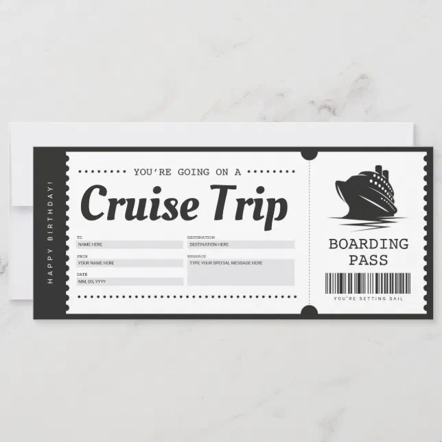 Cruise Boarding Pass Vacation Ticket Gift Voucher Invitation | Zazzle