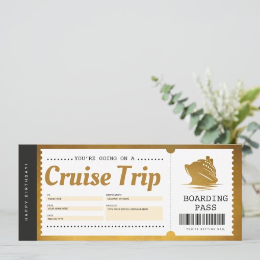 Cruise Boarding Pass Vacation Ticket Gift Voucher Invitation | Zazzle