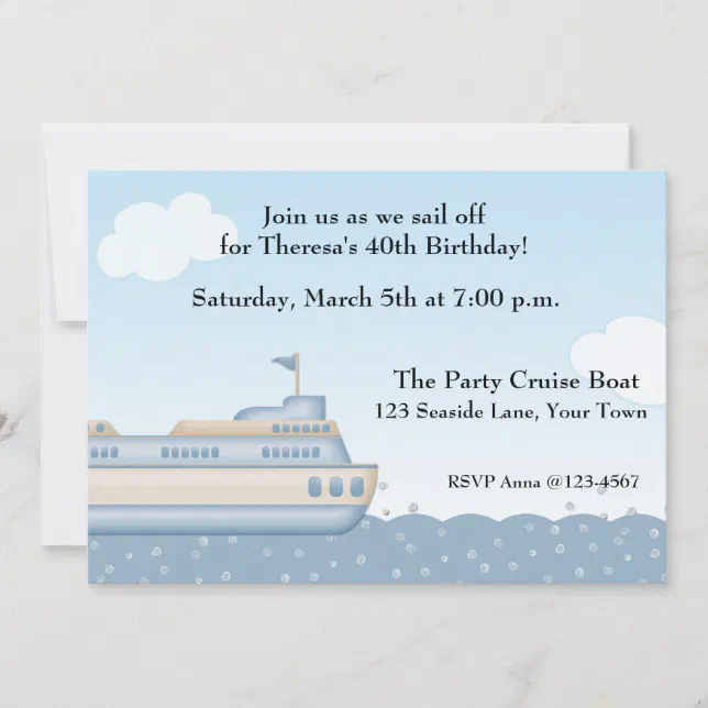 Cruise Boat, Nautical Themed Invitation | Zazzle