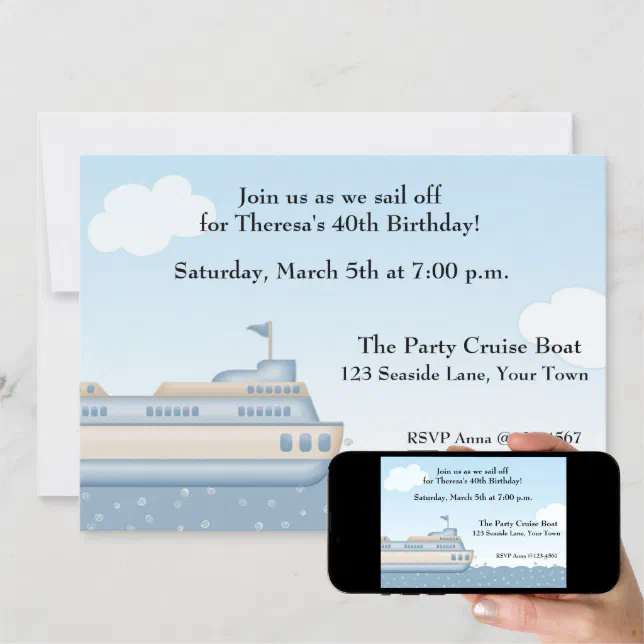 Cruise Boat, Nautical Themed Invitation | Zazzle