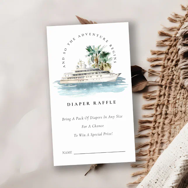 Cruise Palm Seascape Diaper Raffle Baby Shower Enclosure Card | Zazzle