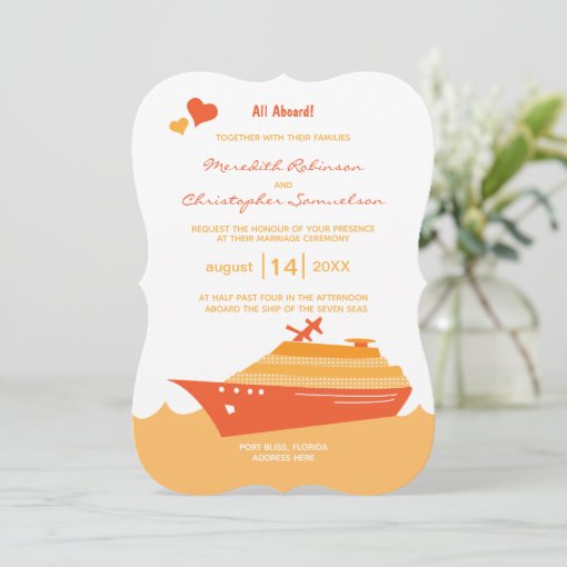 Cruise Ship All Aboard Ship Wedding Invitation | Zazzle