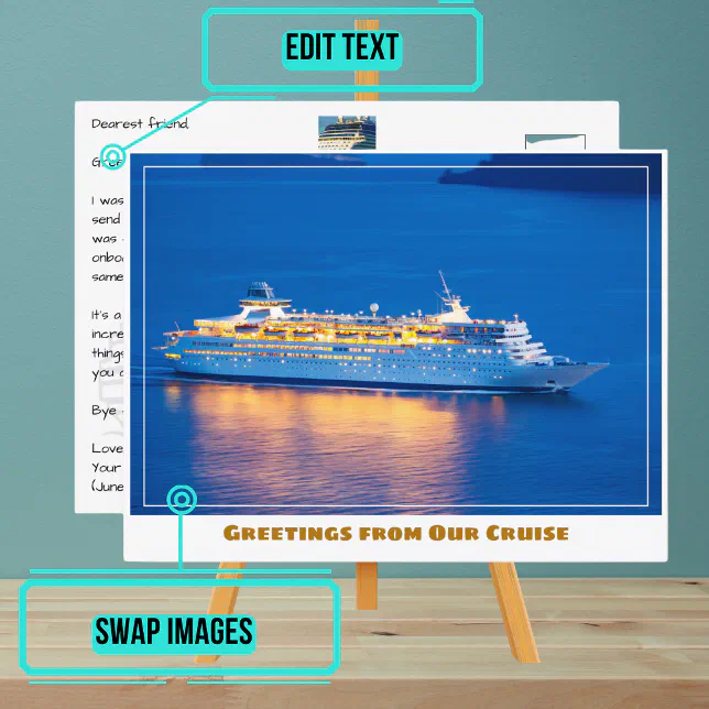 Cruise Ship at Sunset Postcard | Zazzle