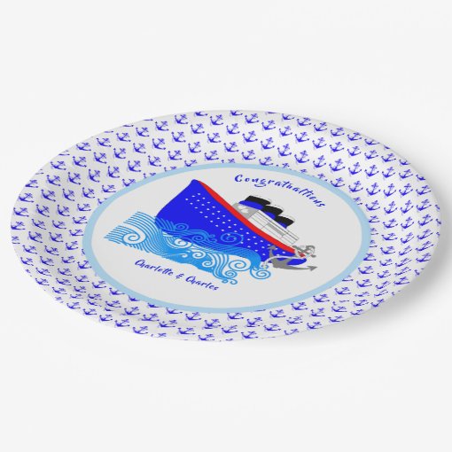 Cruise Ship Nautical Personalized Paper Plates | Zazzle
